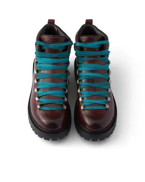 Prada Antiqued Leather Lace-up Ankle Boots