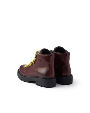 Prada Antiqued Leather Lace-up Ankle Boots