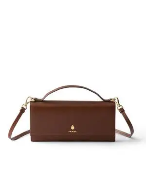 Prada Leather Wallet With Shoulder Strap