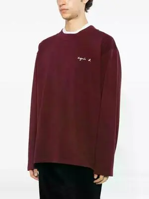 AGNES B. Logo-embroidered Long-sleeve T-shirt