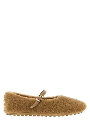TOD'S Gommine' Sheepskin Ballet Flats - Cream