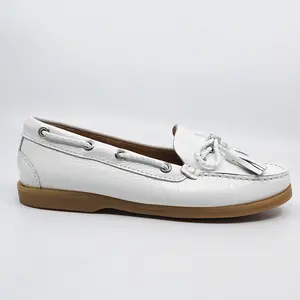REBECCA ALLEN The Captain Boat Leather Loafer - White