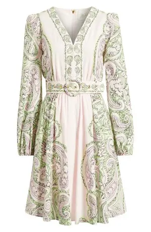 Lilly Pulitzer® Chyanna Paisley Print Long Sleeve Minidress - Lime