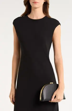 OLGA BERG Celeste Curved Faux Leather Clutch - Black
