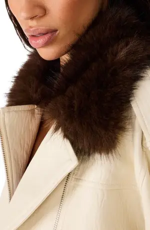 Steve Madden Silas Faux Leather Jacket With Faux Fur Collar