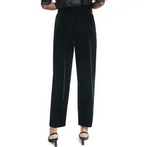 Karl Lagerfeld Paris Velvet Skinny Pants With Rhinestone Belt - Black