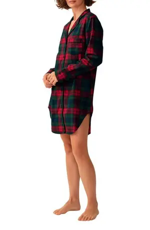 PETITE PLUME Plaid Brushed Cotton Twill Nightshirt