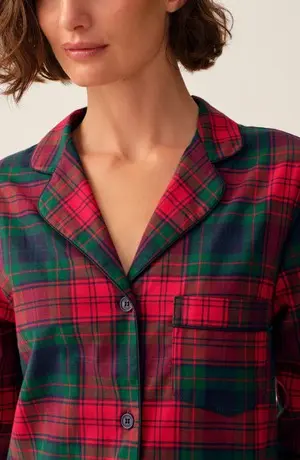 PETITE PLUME Plaid Brushed Cotton Twill Nightshirt