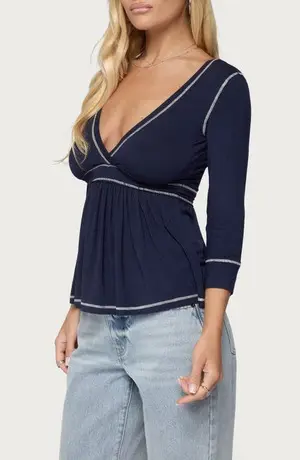 EDIKTED Parah Contrast Babydoll Top