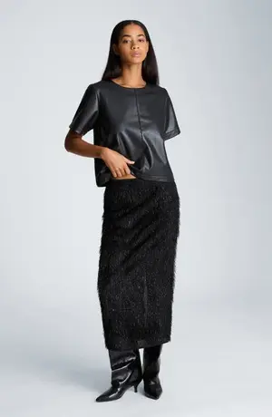 KENNETH COLE COLLECTION Fringe Metallic Lurex Midi Skirt
