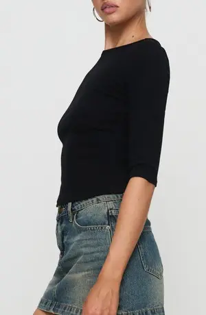 Princess Polly Elaia Ribbed Three Quarter Sleeve Top