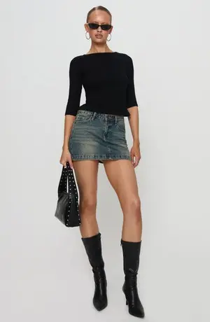 Princess Polly Elaia Ribbed Three Quarter Sleeve Top