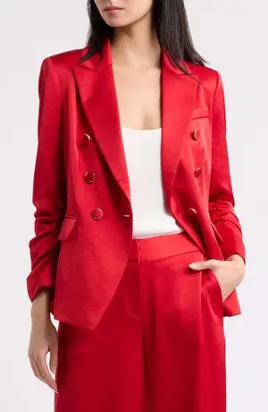 TAHARI ASL Satin Faux Double Breasted Blazer