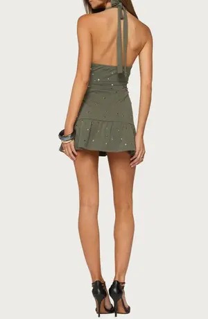 EDIKTED Andra Studded Halter Minidress