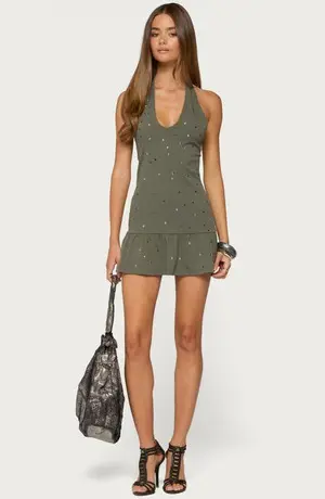 EDIKTED Andra Studded Halter Minidress