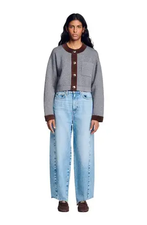 Sandro Cardigan With Suede Panels