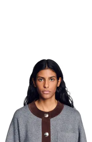 Sandro Cardigan With Suede Panels
