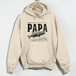 SIMPLY SAGE MARKET Papa Fishing Distressed Hoodie - Dust