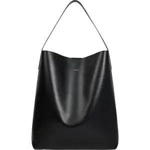 Sandro Leather Hobo Bag With Logo - Black