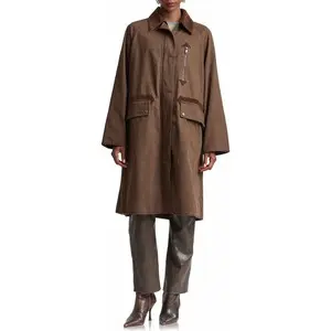 Avec Les Filles Combo Collar Barn Jacket - Brownie