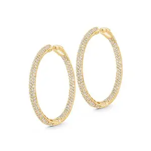SALLY SKOUFIS Gold / White Allure Pave Hoops With Made White Diamonds In Gold - Gold/white