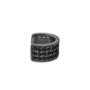 SALLY SKOUFIS Destiny Ear Cuff With Made Cz Diamond Stimulant In Sterling Silver & Rhodium - Black