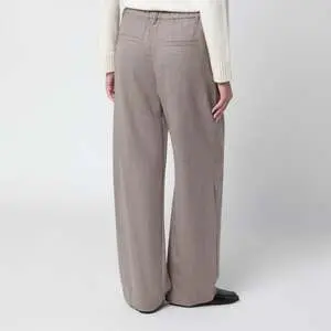 Brunello Cucinelli Beige Wide-leg Wool Trousers
