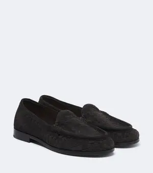 Bottega Veneta Silenzio Intrecciato Suede Loafers - Brown