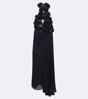 Victoria Beckham Cutout Floral-appliqué Silk Gown