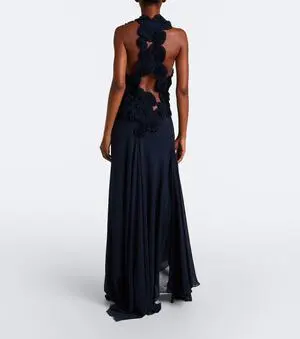 Victoria Beckham Cutout Floral-appliqué Silk Gown