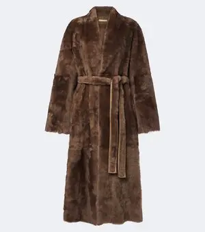 Nour Hammour Davos Shearling Wrap Coat - Brown