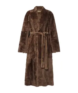 Nour Hammour Davos Shearling Wrap Coat - Brown