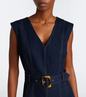 Veronica Beard Cosette Belted Denim Midi Dress