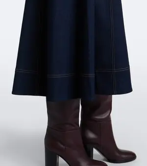Veronica Beard Cosette Belted Denim Midi Dress
