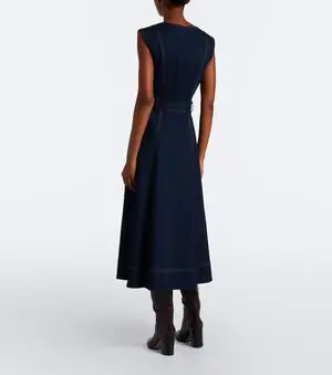 Veronica Beard Cosette Belted Denim Midi Dress