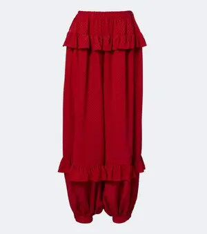 Chloé Ruffled Jacquard Silk Balloon Pants