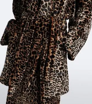 Nour Hammour Raquel Leopard-print Shearling Wrap Coat