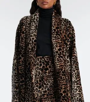 Nour Hammour Raquel Leopard-print Shearling Wrap Coat