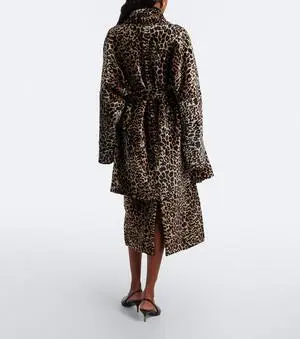Nour Hammour Raquel Leopard-print Shearling Wrap Coat