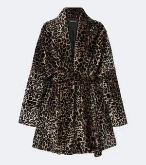 Nour Hammour Raquel Leopard-print Shearling Wrap Coat - Brown