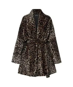 Nour Hammour Raquel Leopard-print Shearling Wrap Coat - Brown