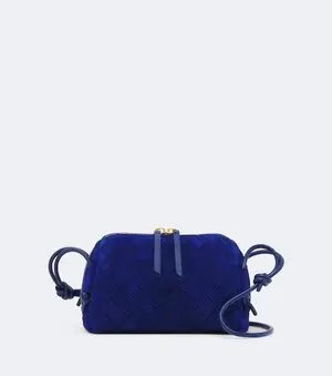 Bottega Veneta Concert Intrecciato Suede Crossbody Bag - Blue