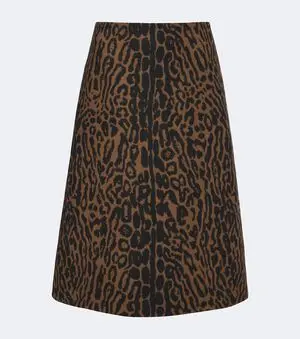 Carolina Herrera Leopard-print Virgin Wool Midi Skirt - Brown