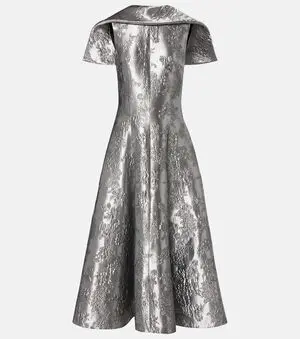 EMILIA WICKSTEAD Harlow Cloqué Jacquard Cocktail Dress - Silver