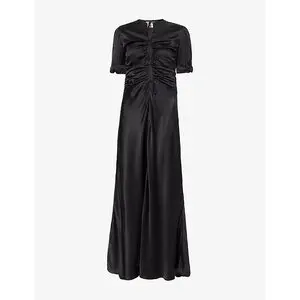 Isabel Marant Étoile Louane Gathered Silk Midi Dress - Black
