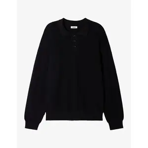 Sandro Collared Long-sleeve Alpaca-blend Polo