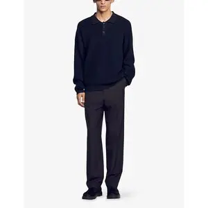 Sandro Collared Long-sleeve Alpaca-blend Polo