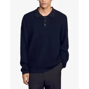 Sandro Collared Long-sleeve Alpaca-blend Polo