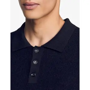 Sandro Collared Long-sleeve Alpaca-blend Polo