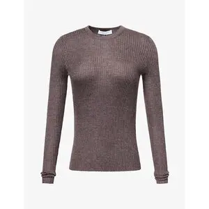 Gabriela Hearst Browning Rib Knit Cashmere-silk Top - Walnut